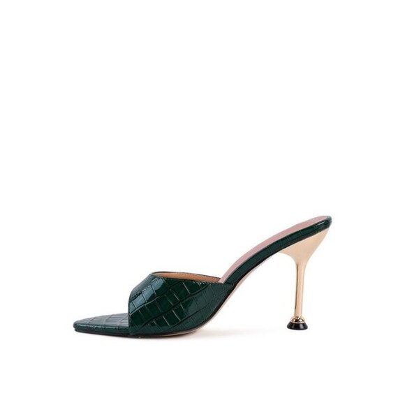 Shoes | French Cut High Heel Croc Slides Green | Poshmark